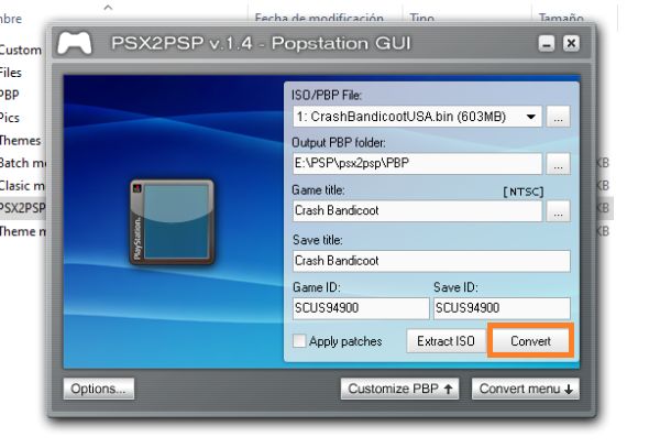 PSX2PSP 2026: convertir juegos PSX a EBOOT de PSP